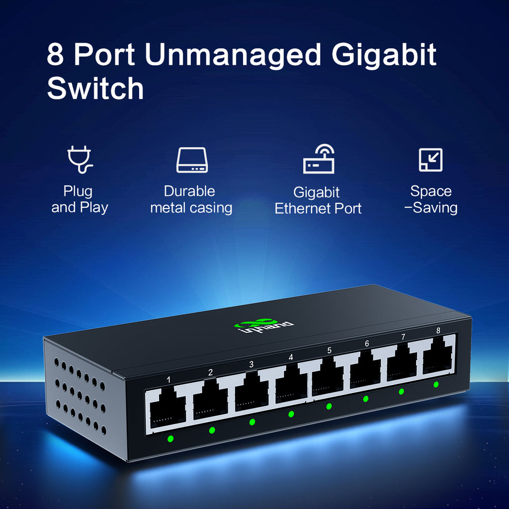 InHand ES220-8T 8-Port Unmanaged Gigabit Switch | Plug and Play Networ ...