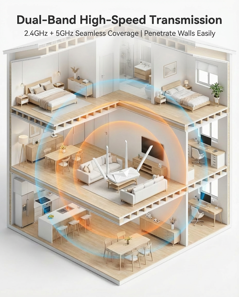 InHand Networks AX3000 Wi-Fi 6 Router, Dual Band Gigabit Wireless Rout
